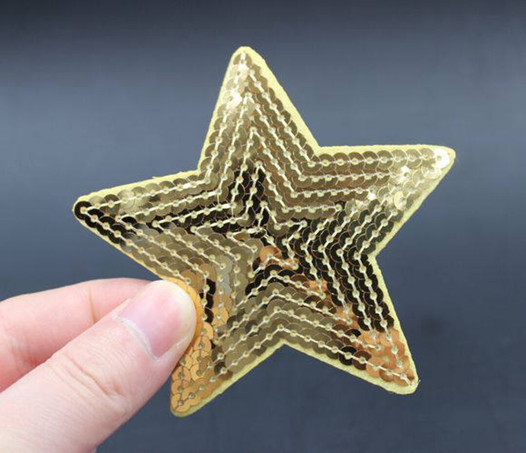 Patch star iron on sequin ricamata 9x8.4cm PH539 - Etsy Italia