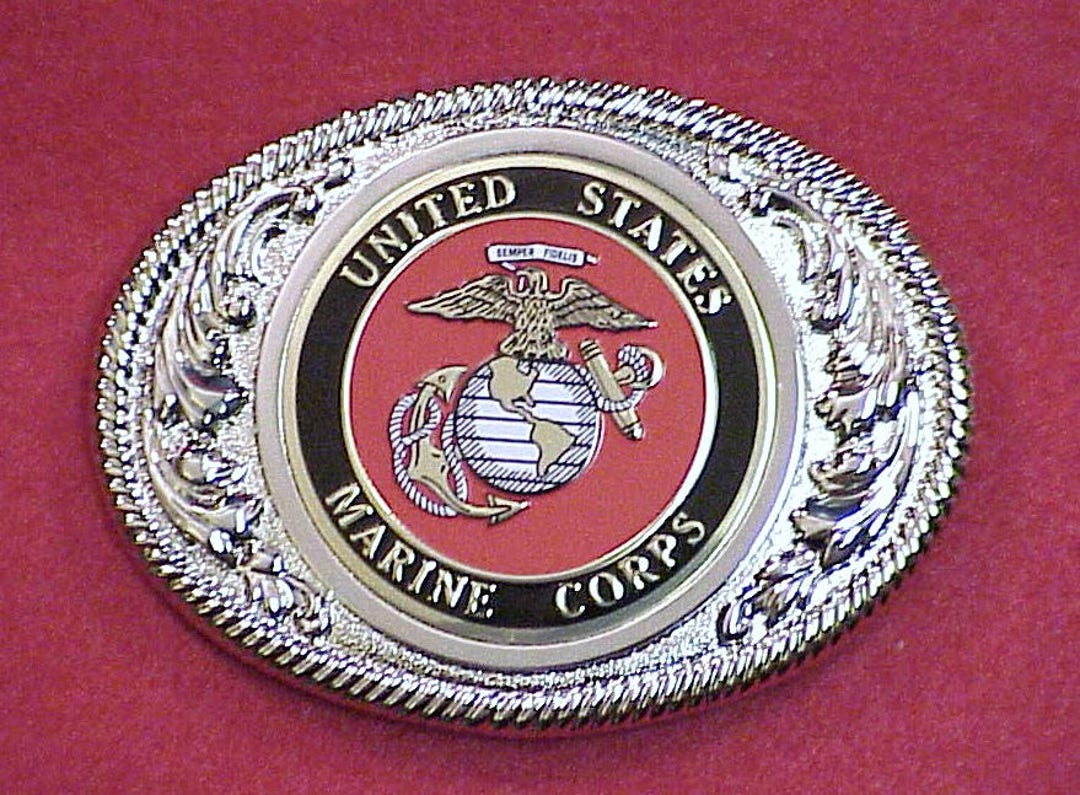United States Marines .999 Silver Plated Military Belt Buckle New in ...