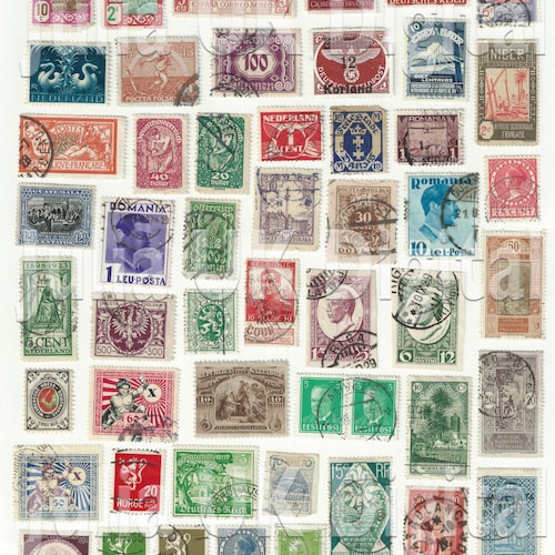 Vintage Printable Postage Stamps Digital Download Collage | Etsy