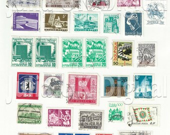 40 Old Postage Stamps Digital Scan Instant Download for | Etsy
