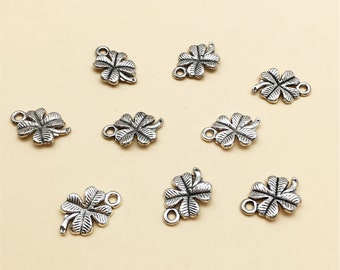 18K Gold Filled Four Leaf Clover Shell Charm Pendant, Four Leaf Clover ...