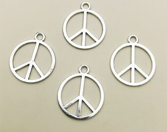 50pcs Peace Sign Connector Charms Peace Symbol 2 Sided Charms Antique ...
