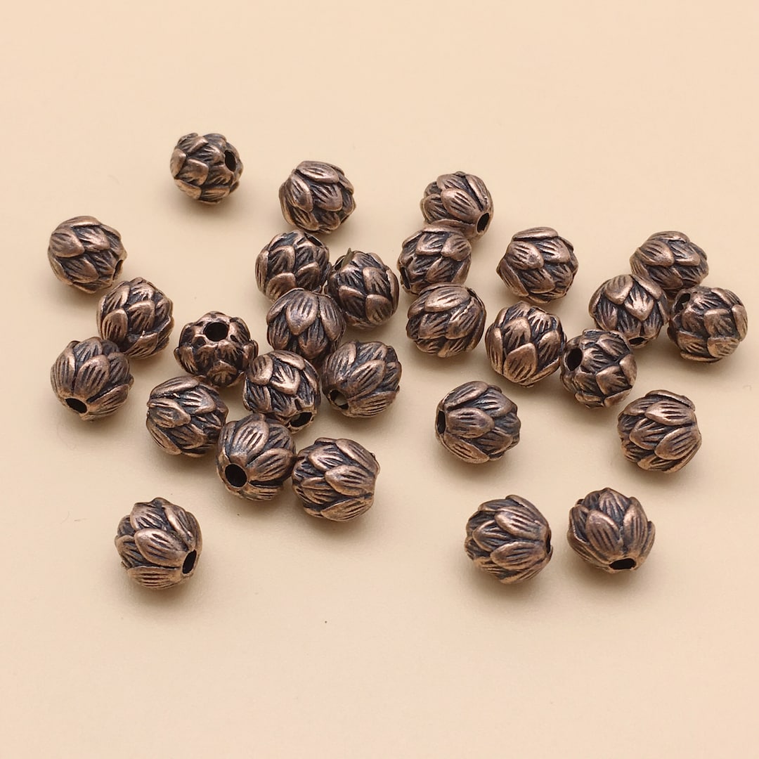 30PCS Lotus Seeds Beads , Lotus Flower Beads,antique Red Copper Beads ...