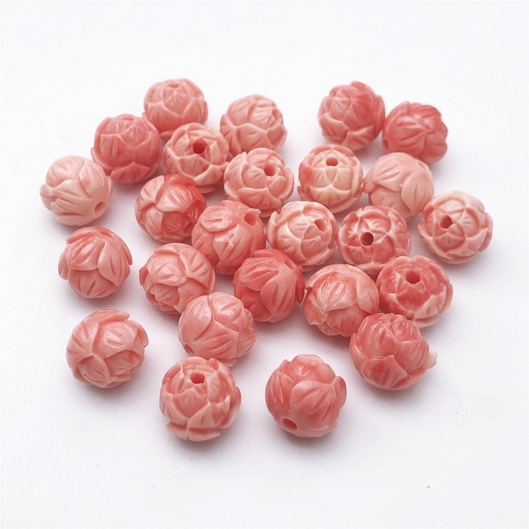 30 Pcs Pink Lotus Flower Beads , Lotus Flower Spacer Beads , Coral ...