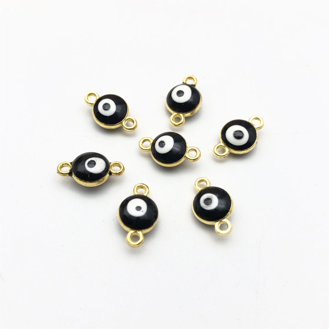 50 Pcs 8mm Gold Evil Eye Connectors black Evil Eye double - Etsy