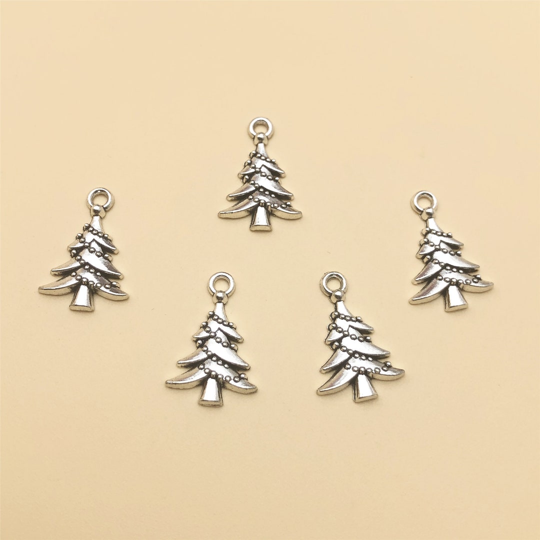 50pcs Christmas Tree Charms,antique Silver Winter Holiday Charms ...