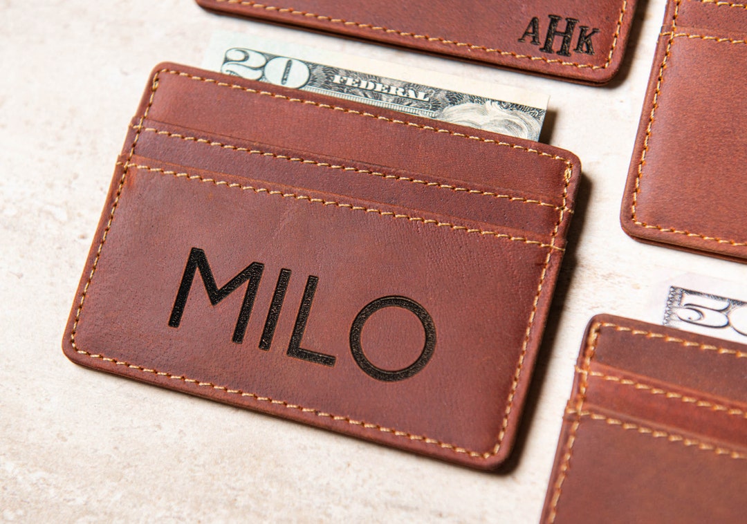 Personalized Ultra Slim Minimalist Leather Wallet - the Boca Wallet by ...