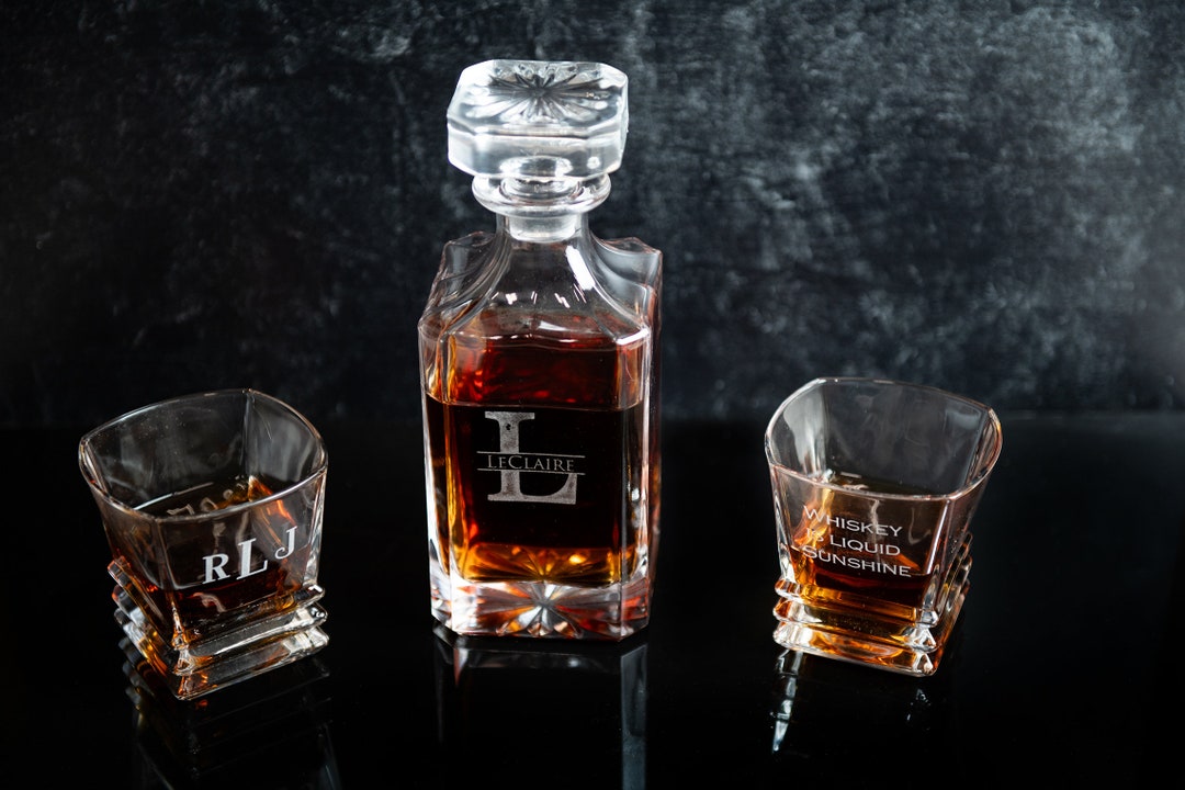 Personalized Engraved Decanter Full Set With Wood Box, Glasses, and ...
