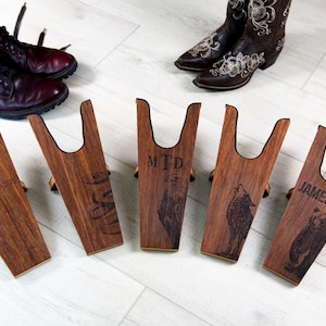 Personalized Boot Jack - Dark Bamboo Wood Shoe Remover - Etsy