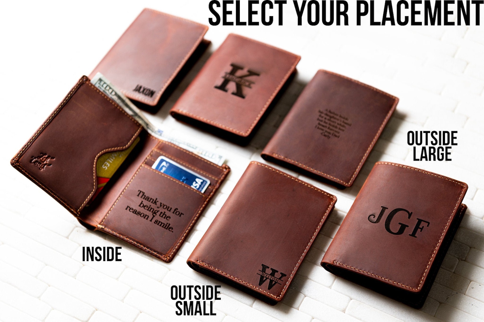 Ultra Slim Personalized Leather Wallet for All Currency Shapes - Etsy