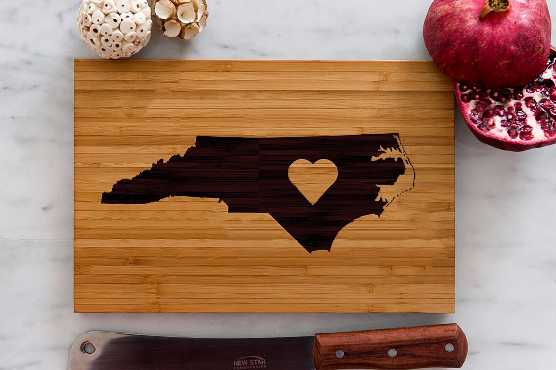 Personalized North Carolina State Engraved Cutting Board by Left Coast ...