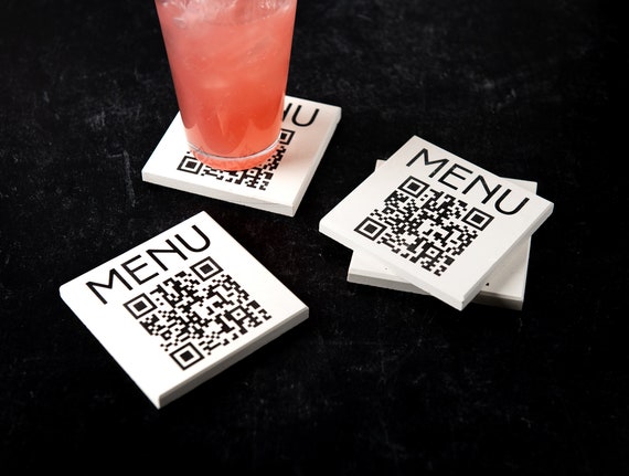QR Code White Limestone Coasters - Etsy