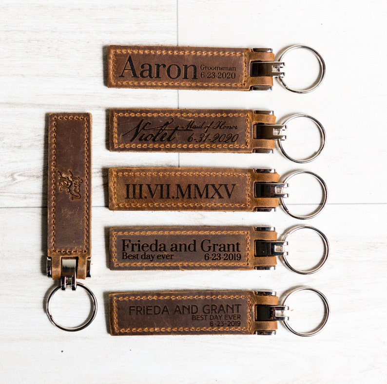 Personalized Engraved Distressed Leather Keychain the Miami - Etsy