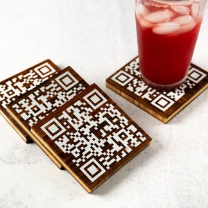 QR Code Wood Coasters - Etsy