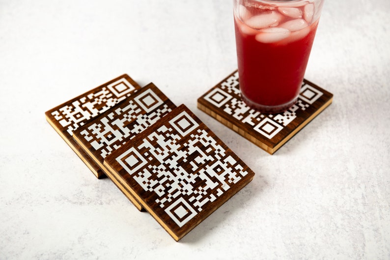 QR Code Wood Coasters - Etsy