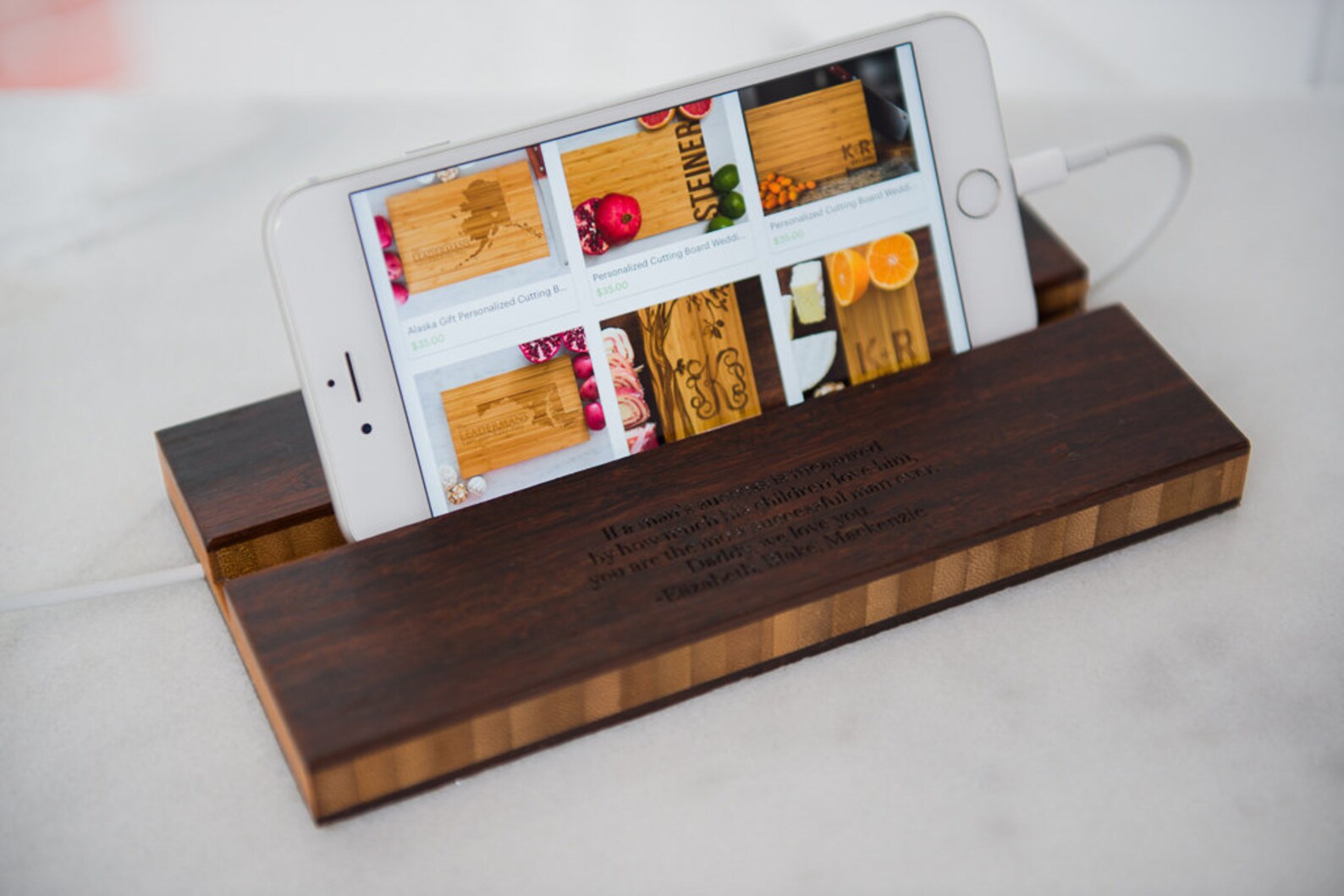 Personalized Engraved Single Slot Phone Dock by Left Coast | Etsy