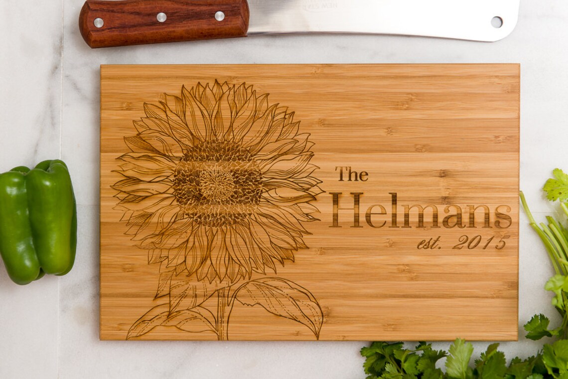 Personalized Engraved Sunflower Cutting Board by Left Coast - Etsy