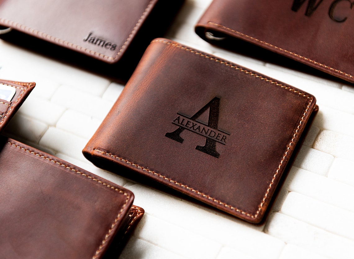 Slim Personalized Leather Wallet the Key Largo Wallet by Left - Etsy