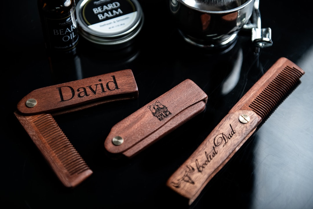 Personalized Beard Comb Custom Engraved - Flat or Folding Design ...