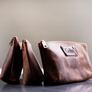 Personalized Distressed Leather Toiletry Bag for Men the Alafia by Left ...