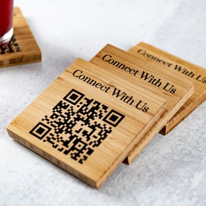 QR Code Wood Coasters - Etsy