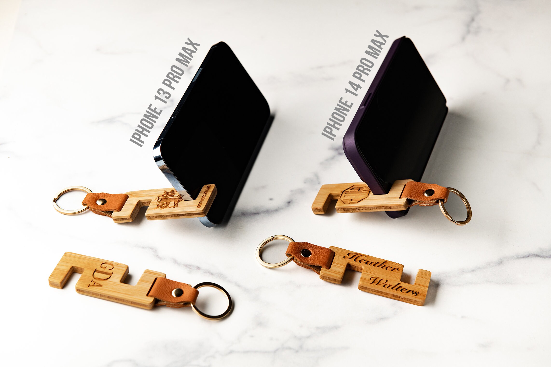 Personalized Wood Phone Stand Keychain - Etsy