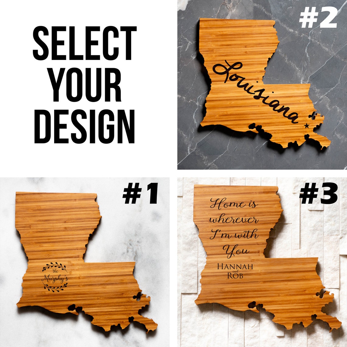 Personalized Louisiana State Shaped Cutting Board by Left | Etsy