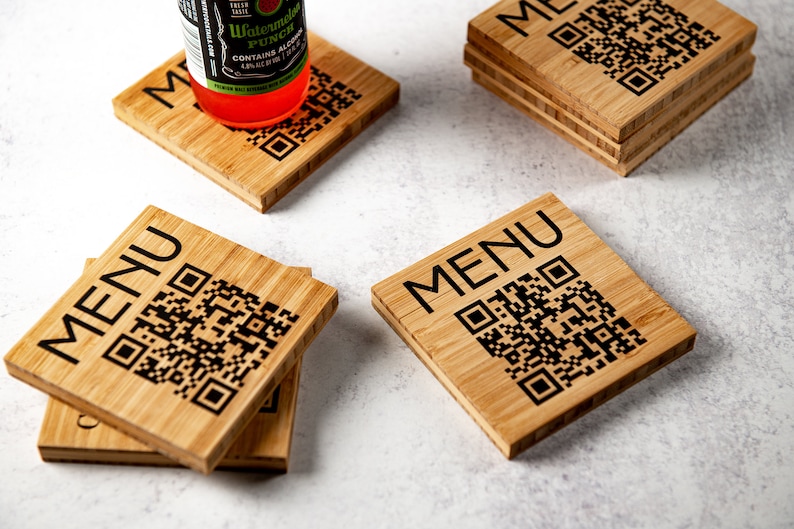 QR Code Wood Coasters - Etsy