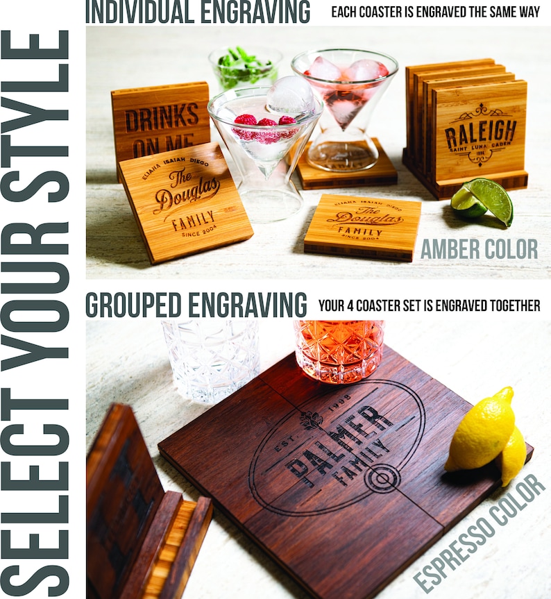 Personalized Coasters With Optional Coaster Holder by Left Coast ...