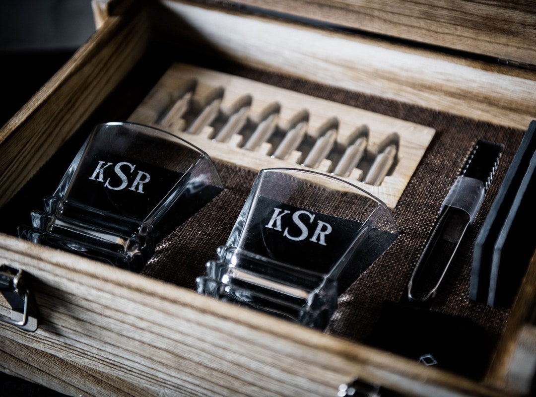 Personalized Whiskey Box Set, Engraved Whiskey Glasses, Custom Whiskey ...