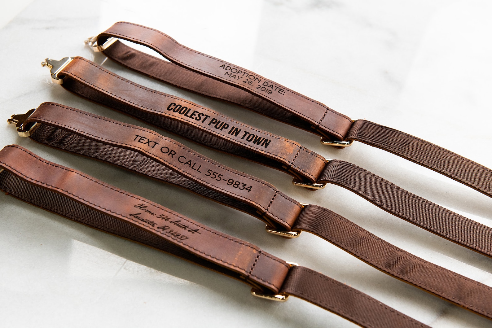 Personalized Distressed Leather and Kevlar Dog Collars With Leash Set ...