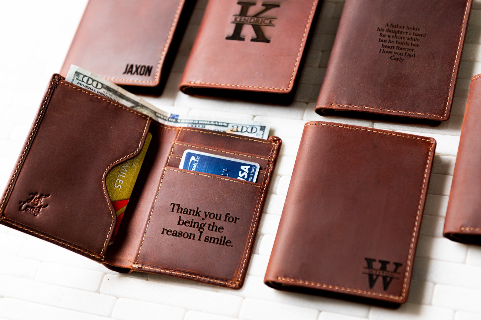 Ultra Slim Personalized Leather Wallet for All Currency Shapes - Etsy