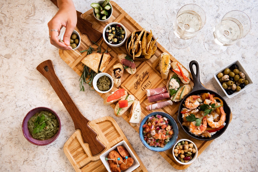 Personalized Tapas Board Serving Tray for Appetizers and Charcuterie ...
