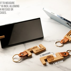 Personalized Wood Phone Stand Keychain - Etsy
