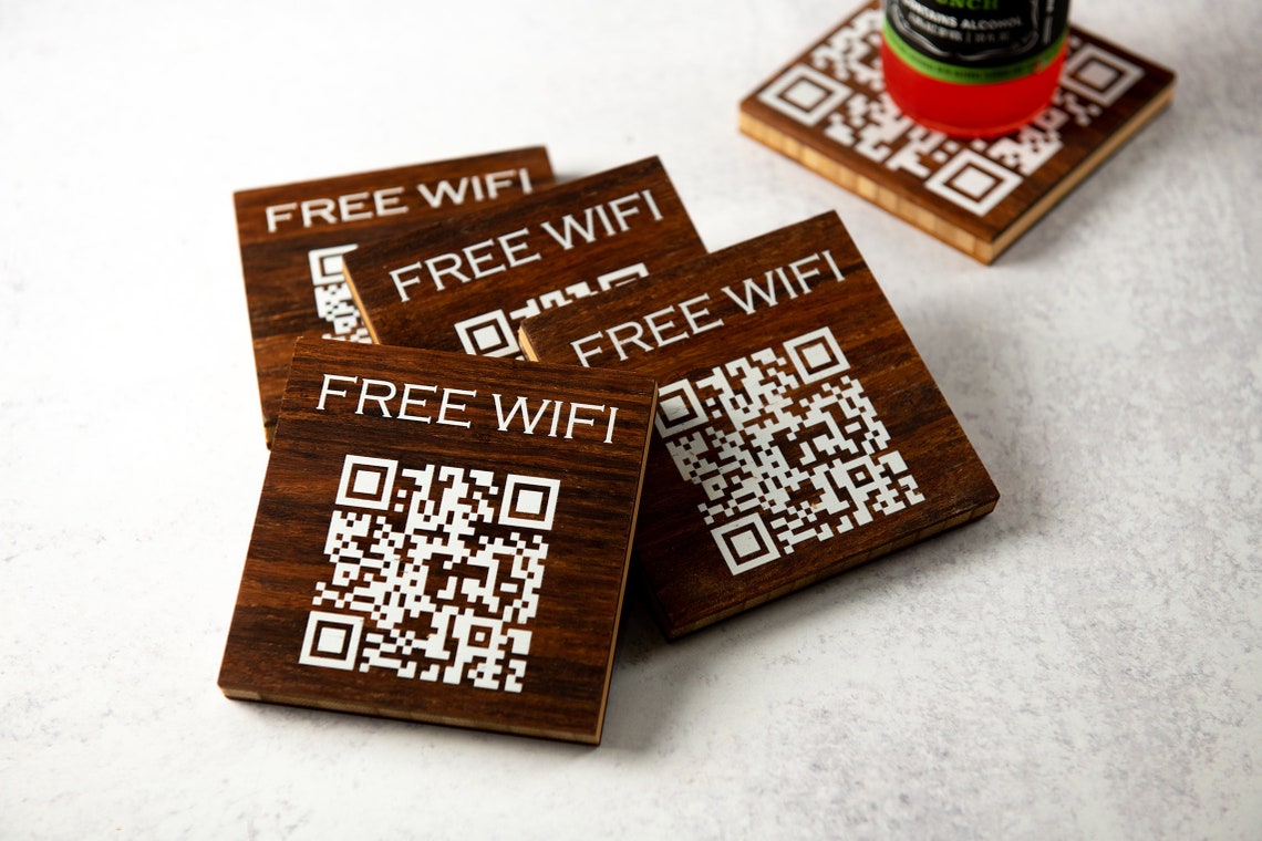 QR Code Wood Coasters - Etsy