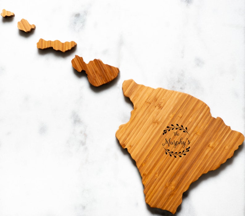 Personalized Hawaii State Shaped Cutting Board by Left Coast - Etsy
