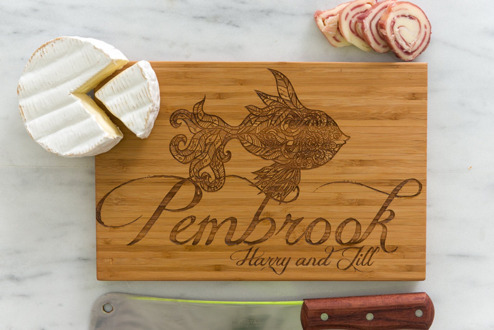 Personalized Engraved Fish and Script Cutting Board by Left - Etsy