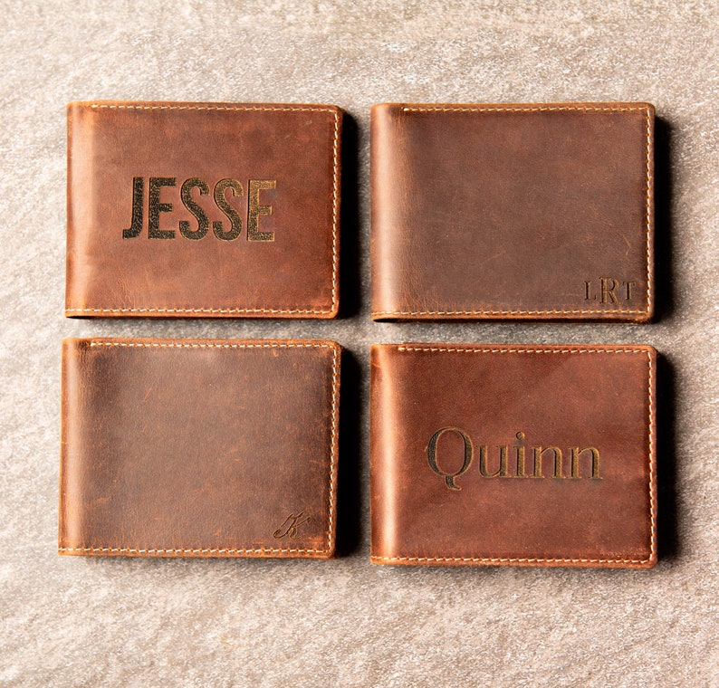 Slim Personalized Distressed Leather Wallet the Key Largo - Etsy