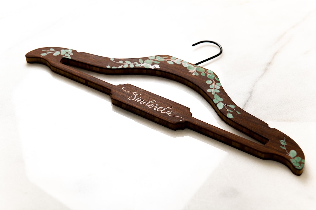 5 Shapes to Choose From | Personalized Wooden Hanger | Vine or Floral ...