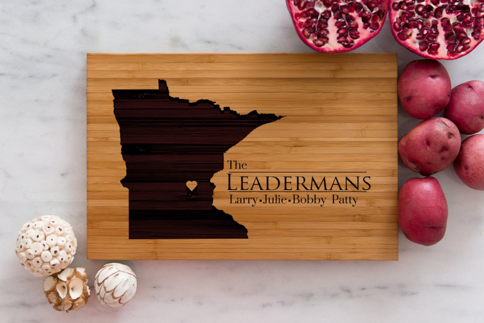 Personalized Minnesota State Engraved Cutting Board by Left Coast ...