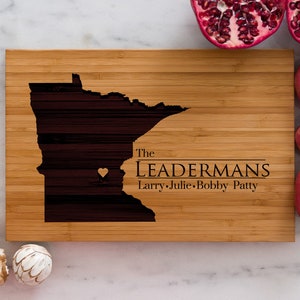 Personalized Minnesota State Engraved Cutting Board by Left Coast ...