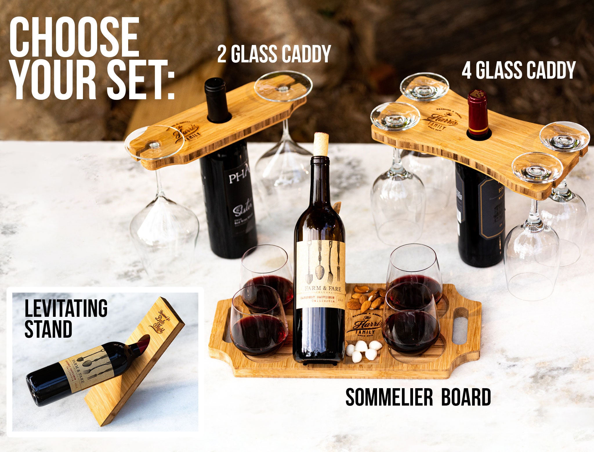 Wine Presentation Board Personalized - Four Styles and Gift Sets ...