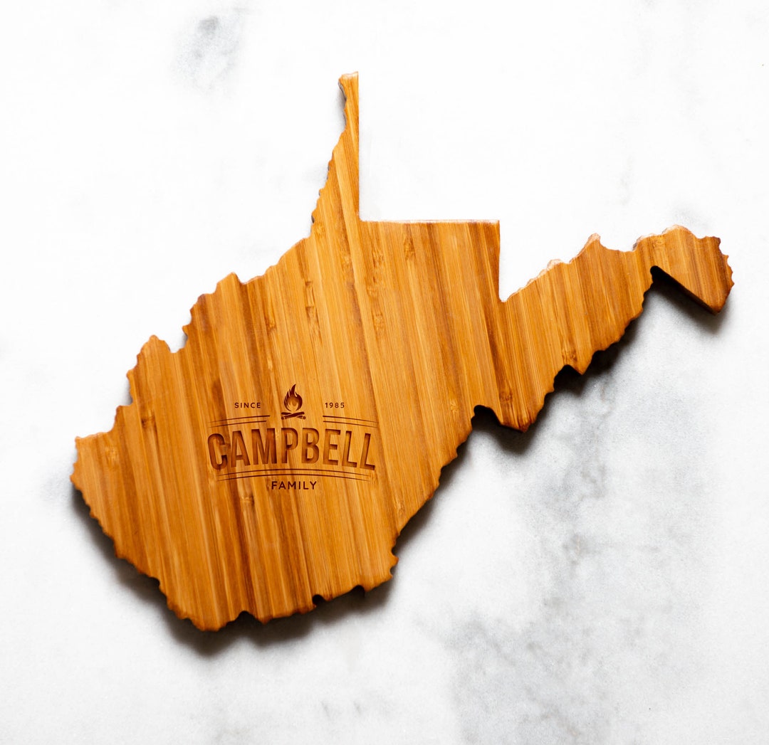 Personalized West Virginia State Shaped Cutting Board | 16 Options - Etsy