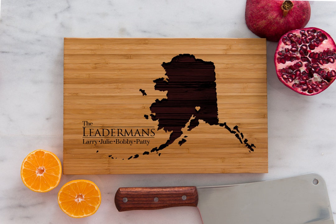 Personalized Alaska State Engraved Cutting Board by Left Coast Original ...