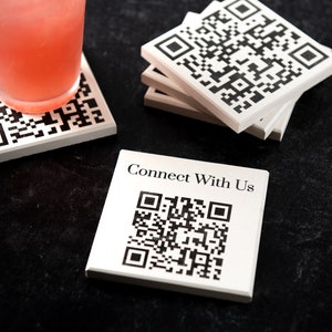 QR Code White Limestone Coasters - Etsy