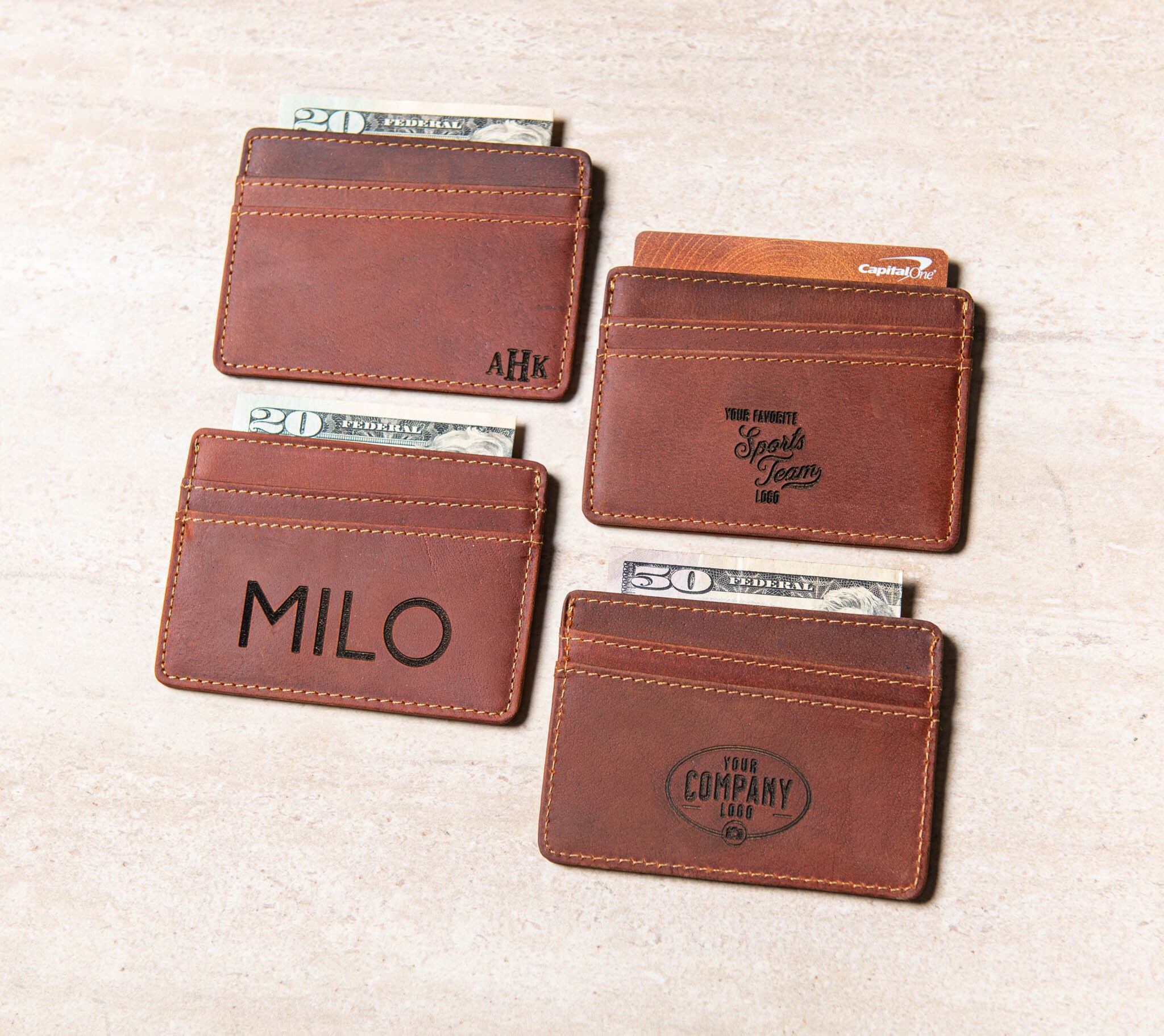 Personalized Ultra Slim Minimalist Leather Wallet - the Boca Wallet by ...