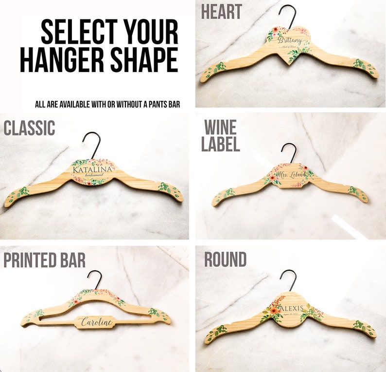 5 Shapes to Choose From | Personalized Wooden Hanger | Vine or Floral ...