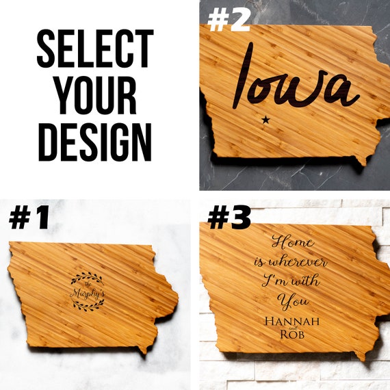 Personalized Iowa State Shaped Cutting Board by Left Coast - Etsy