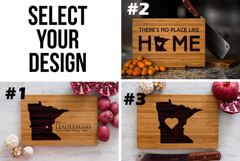 Personalized Minnesota State Engraved Cutting Board by Left Coast ...