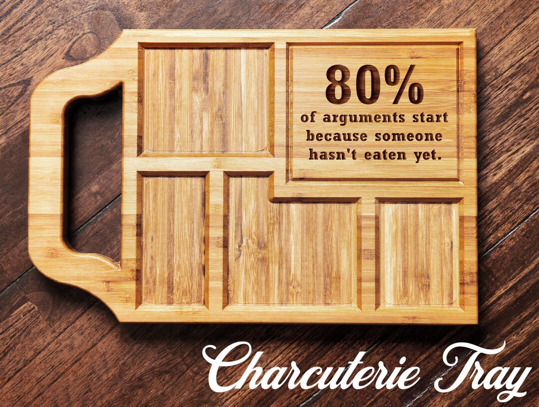 Funny Engraved Charcuterie Board & Wine Tray - Real Wood With 45 Design ...